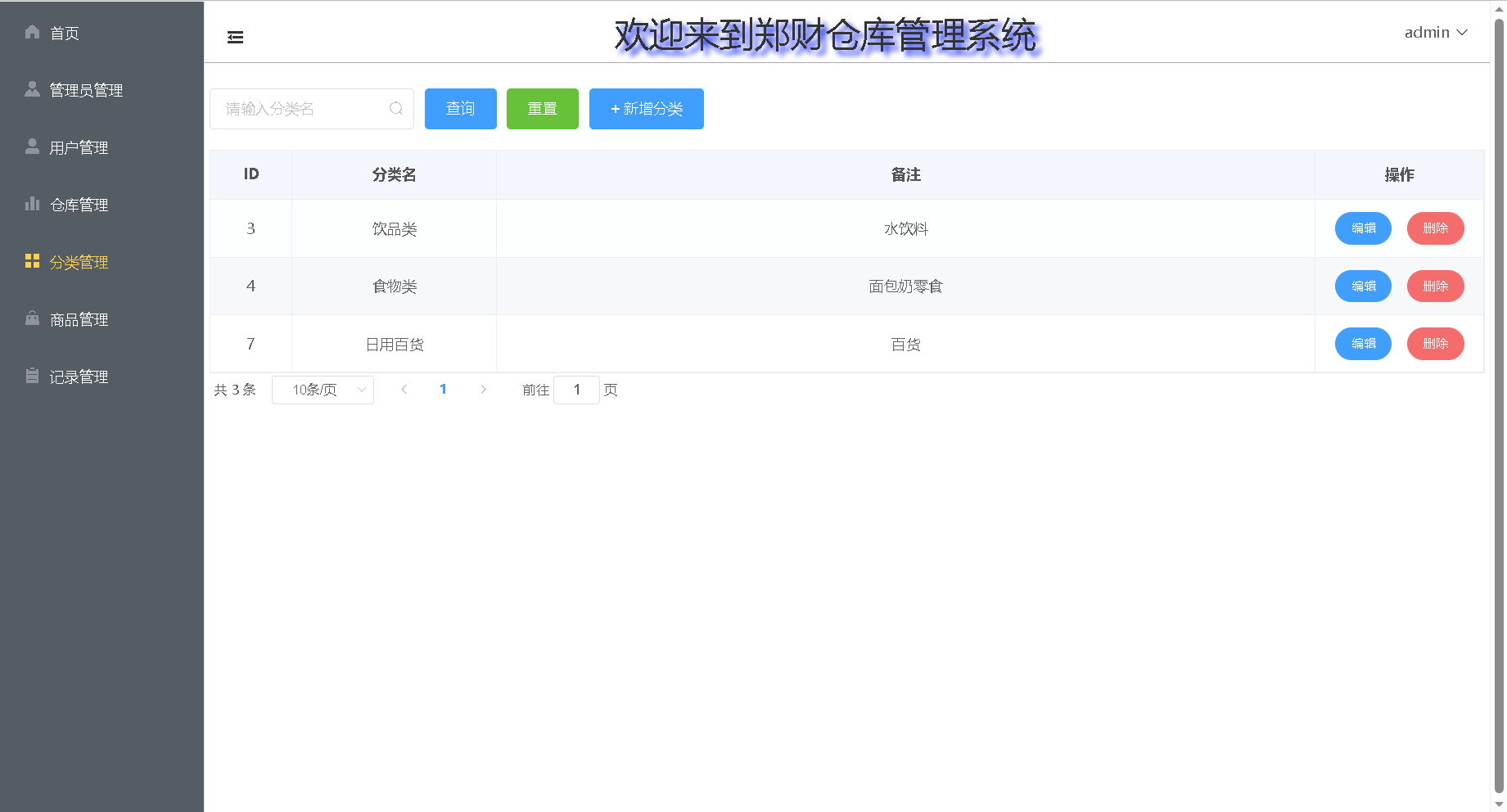 Vue2springboot前后端分离的仓库管理系统 本项目为vue2springboot前后端分离项目,前后端同步同时在idea中完成。 观看b战 编程界小明哥 教程完成 添加了